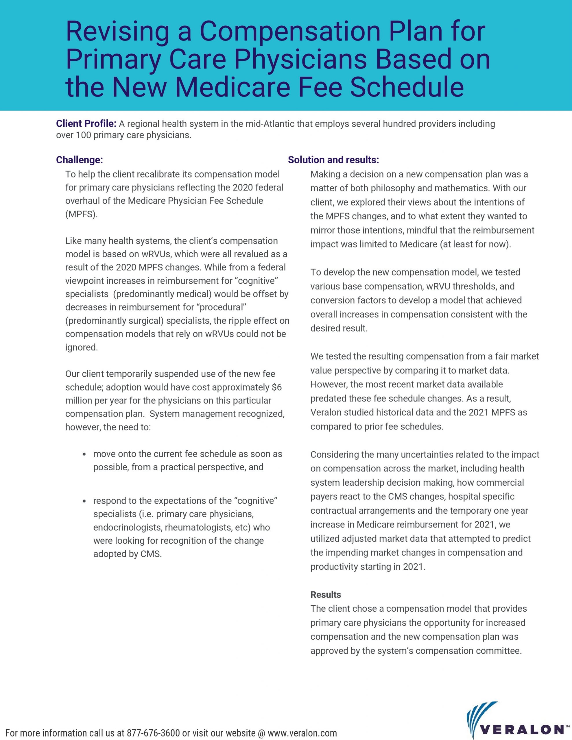 Veralon Case Study Revising A Compensation Plan For Primary Care